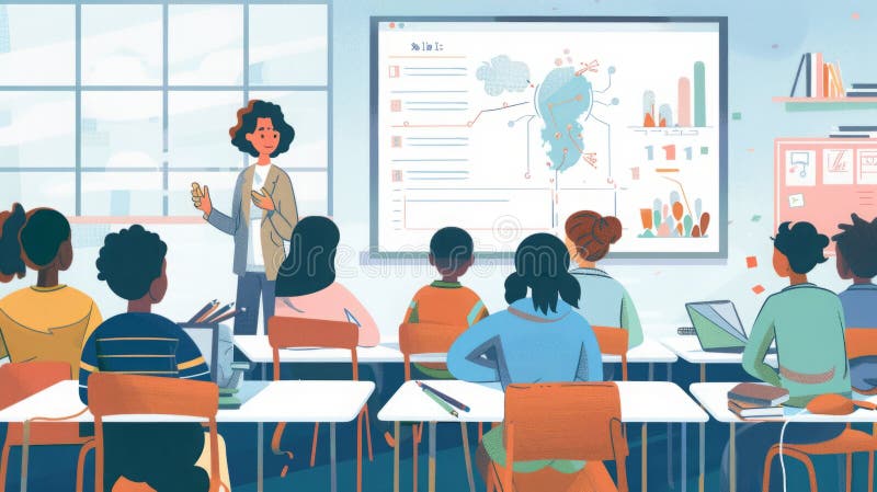 Teacher Leading a Classroom Lesson Stock Image - Image of lecture ...