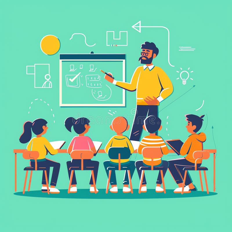 Teacher Leading a Group of Students in a Classroom Setting Stock Photo ...