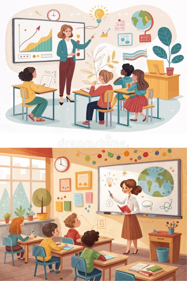 Teacher Leads Interactive Lesson for Engaged Students in Bright ...