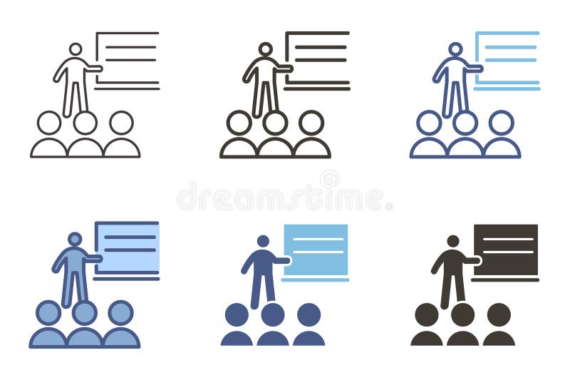 Teacher Lecture in School Icon. Classroom with Students Learning ...