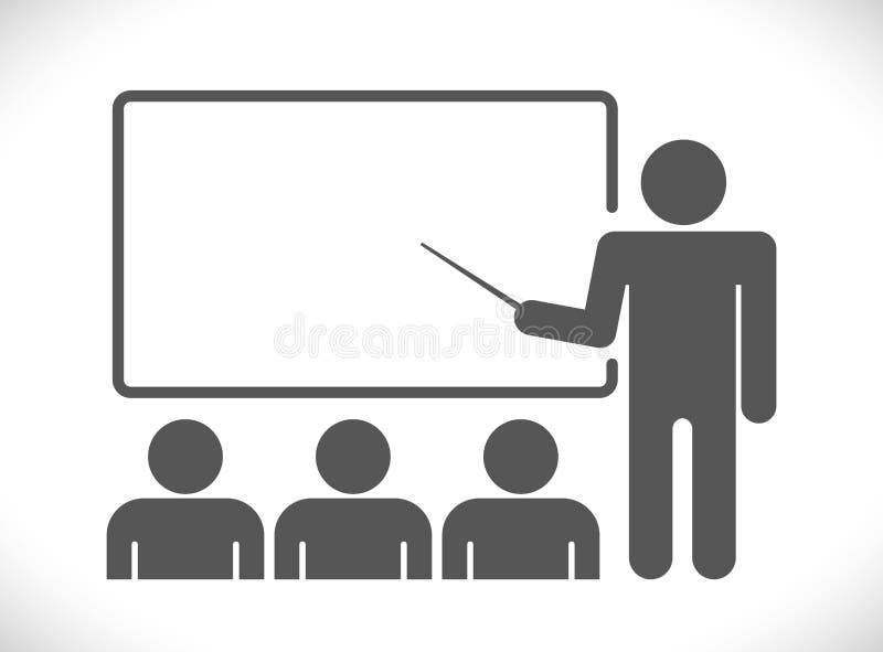 Lecturer Blackboard with Students Solid Icon. Lecture or Training ...