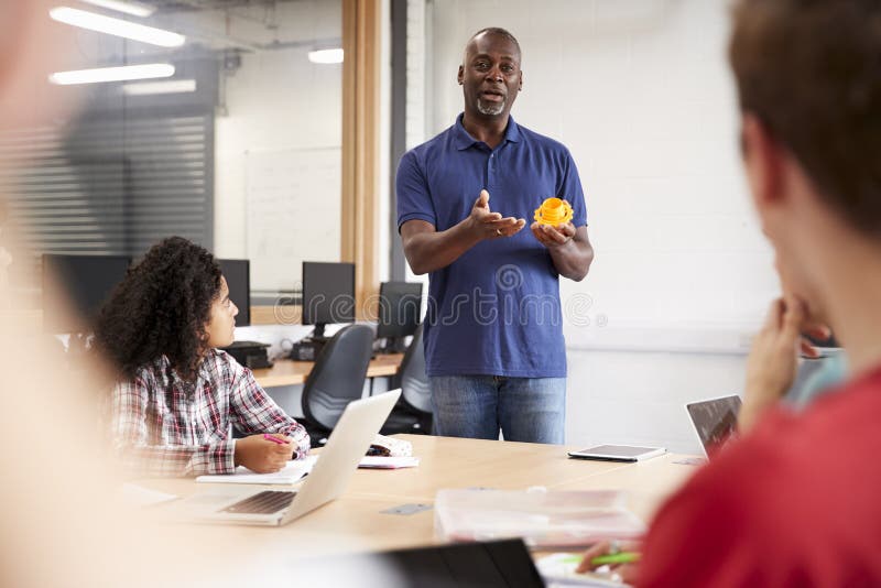 Teacher in Lesson for College Students Studying CAD/3D Design Stock ...