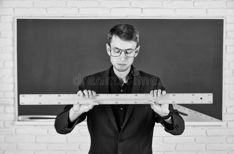 Man Use Ruler. Math or Mathematics. Stem Education Concept. Study ...