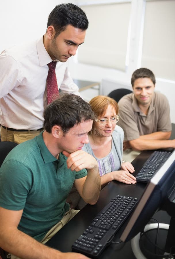 Mature Students Learning Computer Skills Stock Photo - Image of ...