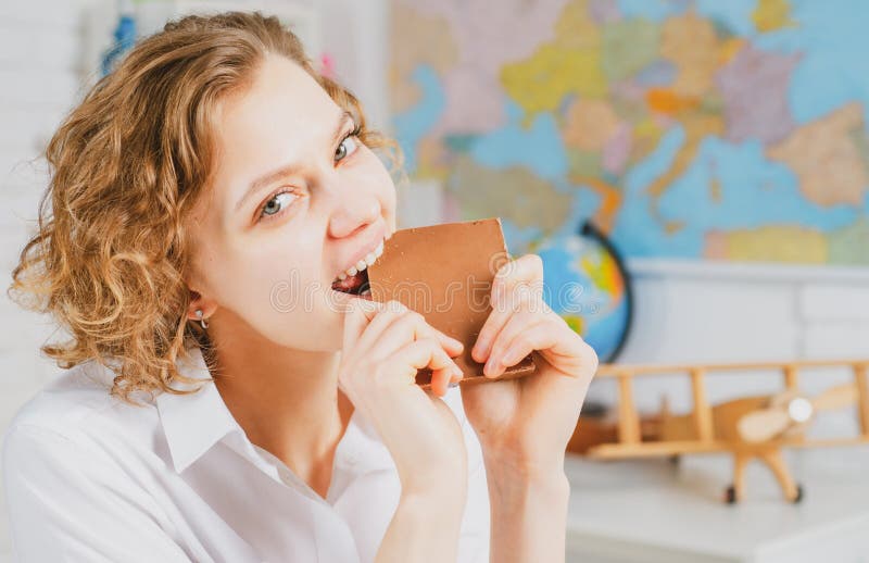 Teacher Modern School Lunch. Education Concept. Tutor in Classroom ...