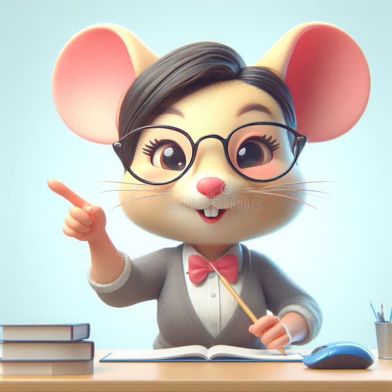 Teacher Mouse with Glasses and a Pointer. Stock Illustration ...