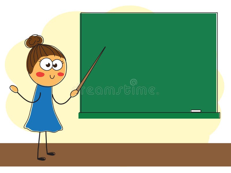 A Teacher with a Pointer at the School Board Stock Illustration ...