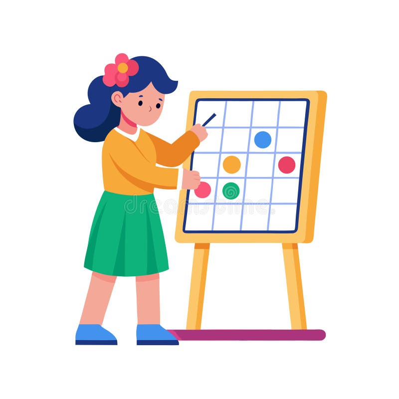 Teacher Pointing at a Colorful Grid Board Used for Teaching with Simple ...