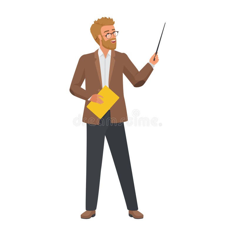 Teacher Pointing with Pointer, University Professor Explaining at ...