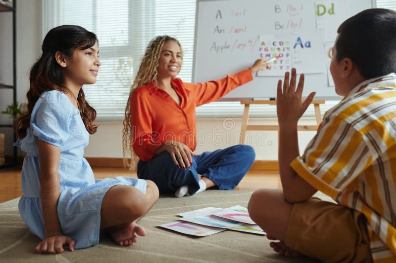 Engaging Children in Interactive Classroom Learning Session Stock Photo ...