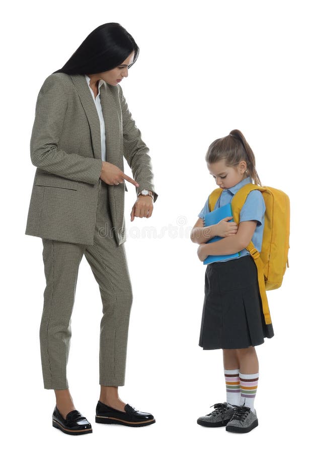 Teacher Pointing on Wrist Watch while Scolding Pupil for Being Late ... Teacher Pointing on Wrist Watch while Scolding Pupil for Being Late ...