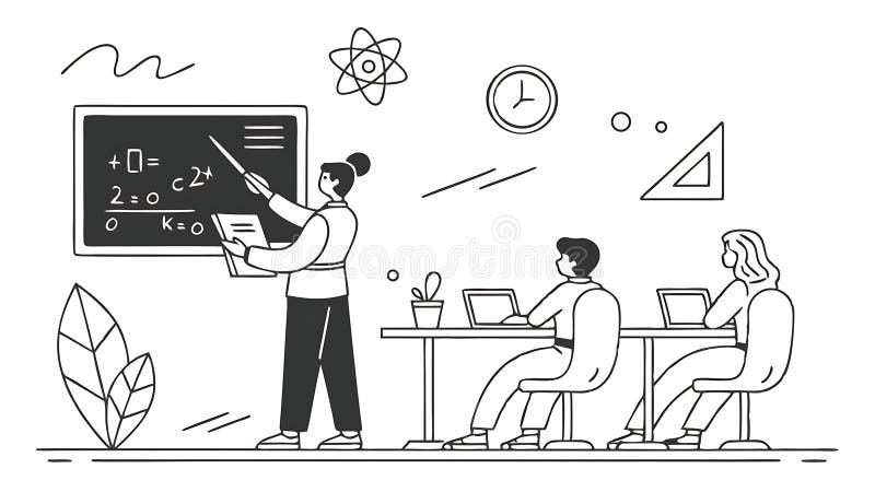 Math Teacher Black White Stock Illustrations – 1,237 Math Teacher Black ...