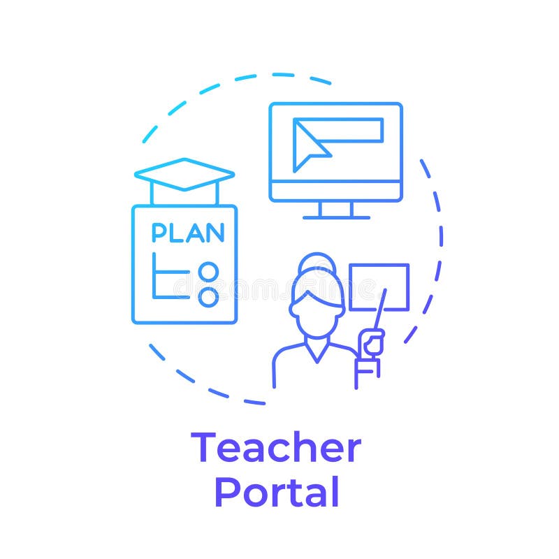 Teacher Portal Blue Gradient Concept Icon Stock Illustration ...