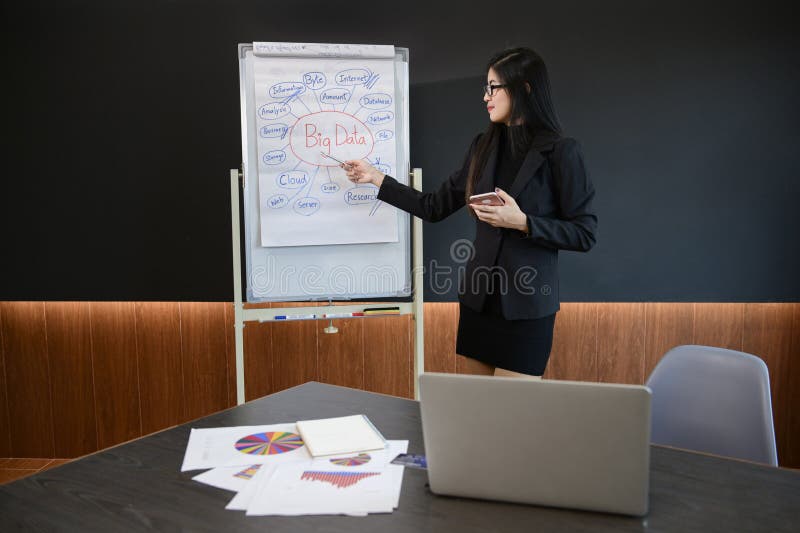 Teacher Presentation Chart Big Data Stock Photo - Image of laptop ...