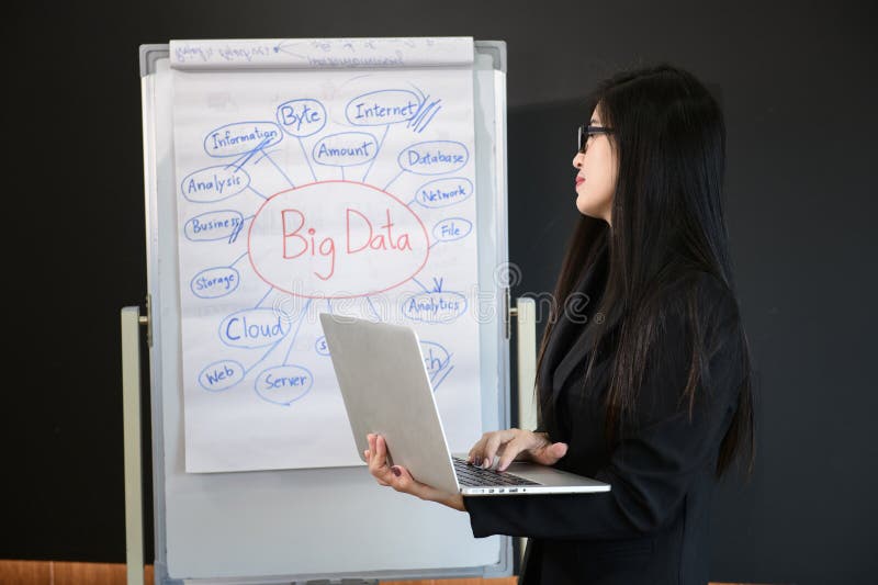 Teacher Presentation Chart Big Data Stock Photo - Image of laptop ...