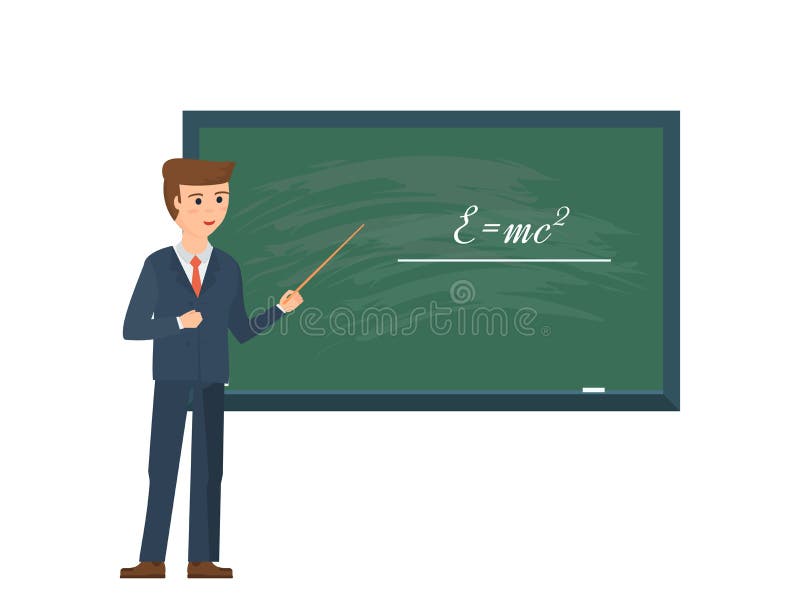Teacher, Professor Standing in Front of Blank School Blackboard Vector ...
