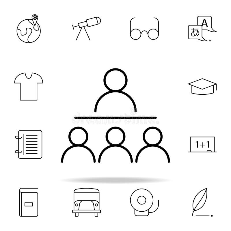 Man Teacher and Pupils with Education Icons Stock Vector - Illustration ...