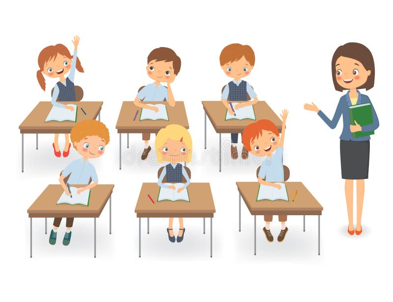 Teacher with Pupils at a Lesson Stock Vector - Illustration of chair ...