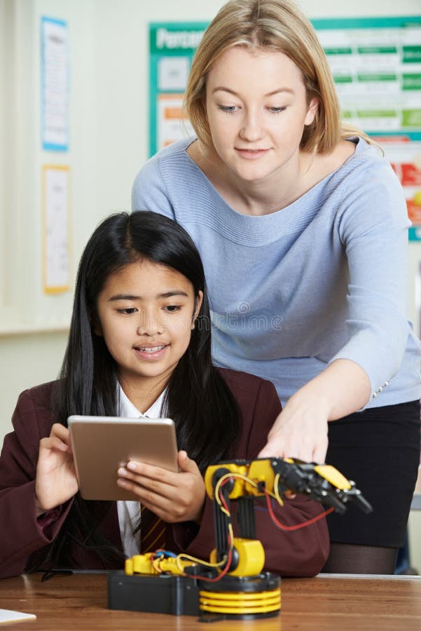Teacher with Pupils in Science Lesson Studying Robotics Stock Image ...