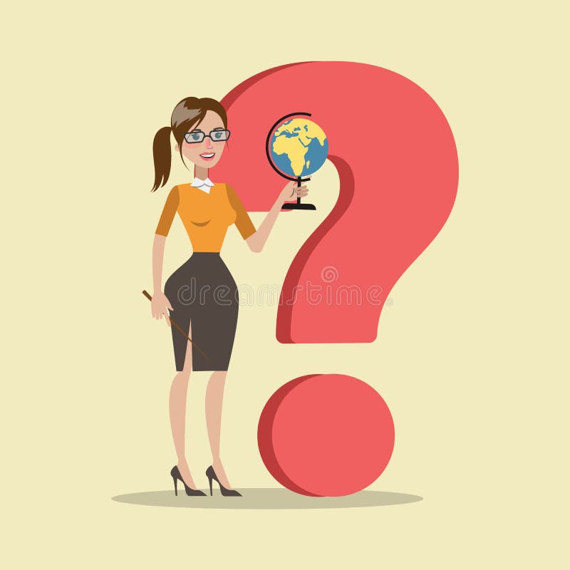 Teacher with question. stock vector. Illustration of education - 114583886