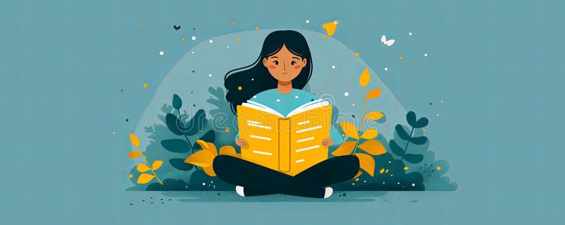 Teacher Reading a Book, Flat Design, Front View, Literacy Theme ...