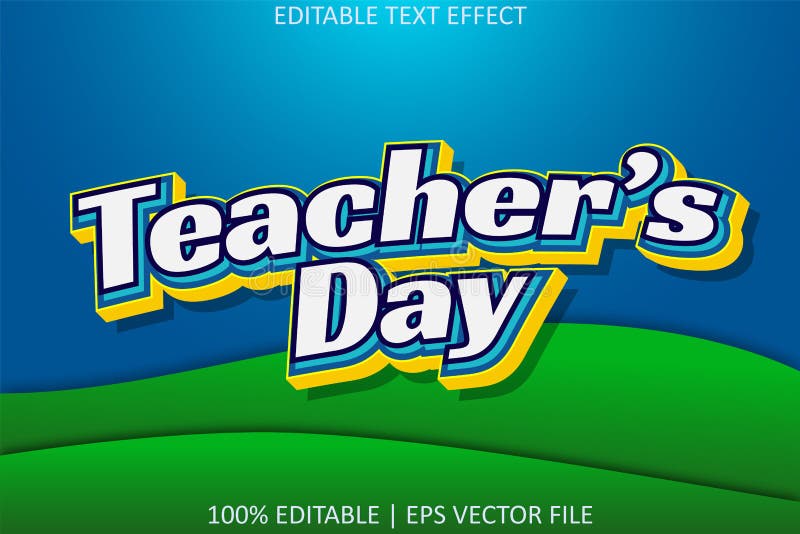 Teacher S Day with Modern Style Editable Text Effect Stock Vector ...