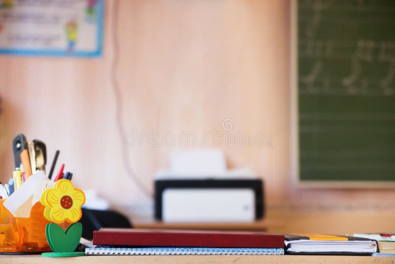 Teacher S Table in the Class Stock Photo - Image of homework, school ...