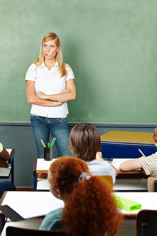 Teacher in School Class Thinking Stock Image - Image of think, future ...