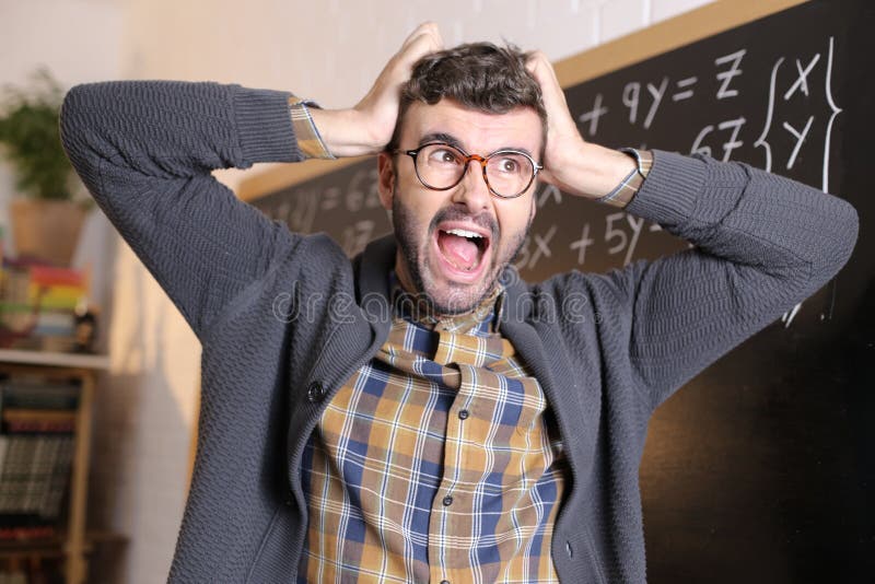 Teacher Screaming in Classroom Due To Stress Stock Photo - Image of ...