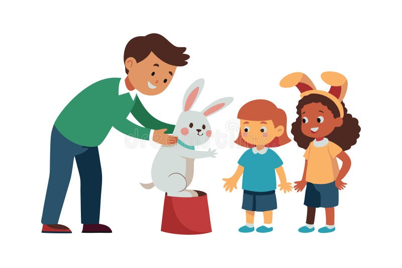 Teacher Showing Kids a Rabbit during a Classroom Activity Stock ...