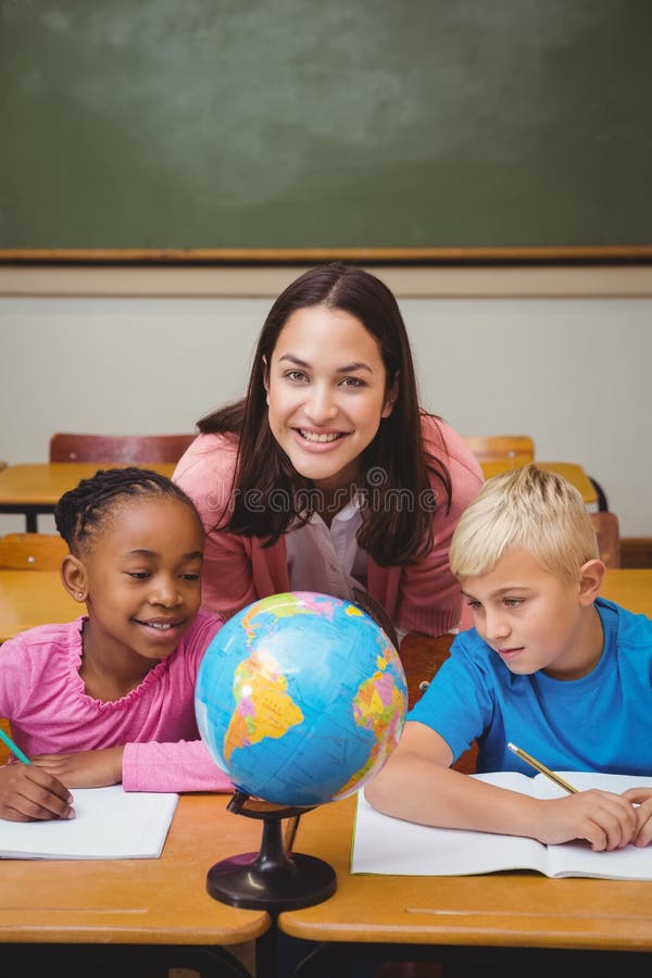 Teacher Sitting with Her Students Stock Image - Image of education ...