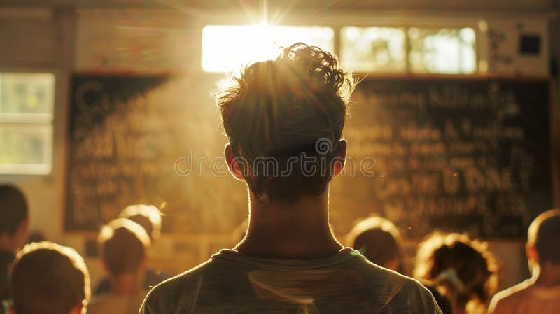 Teacher Standing in Front of a Class Viewed from Behind Stock Photo ...