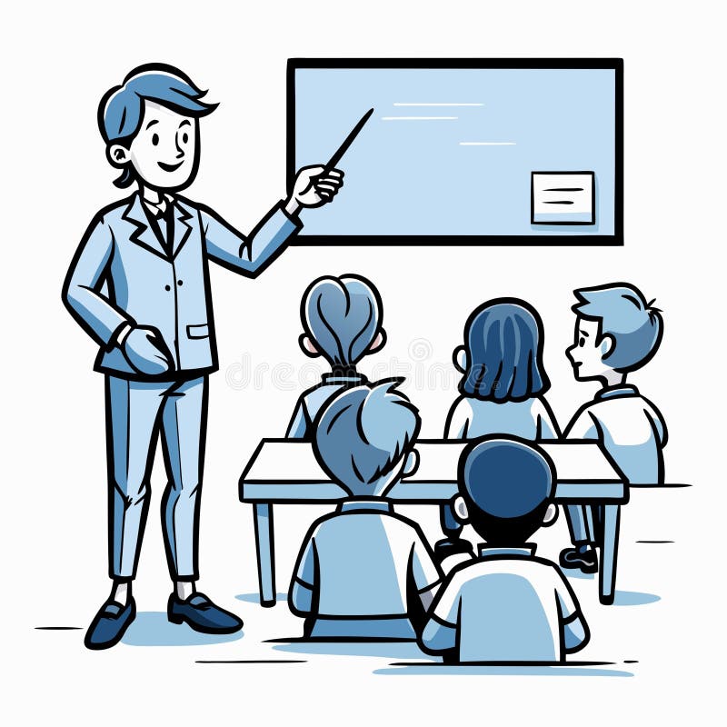 Teacher Standing Teaching in Front Children. Stock Vector ...