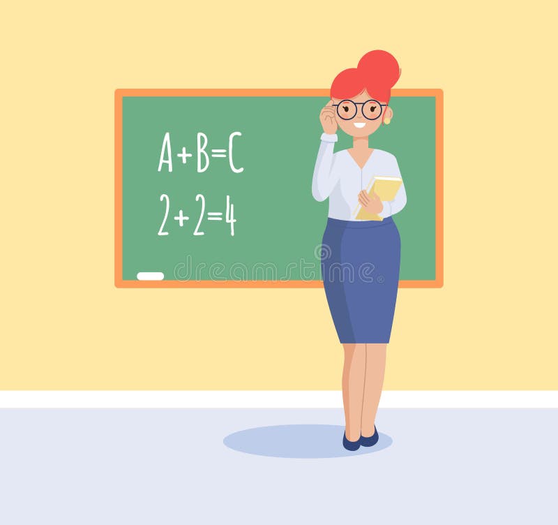 The Teacher Stands at the Blackboard with a Book. Stock Vector ... The Teacher Stands at the Blackboard with a Book. Stock Vector ...