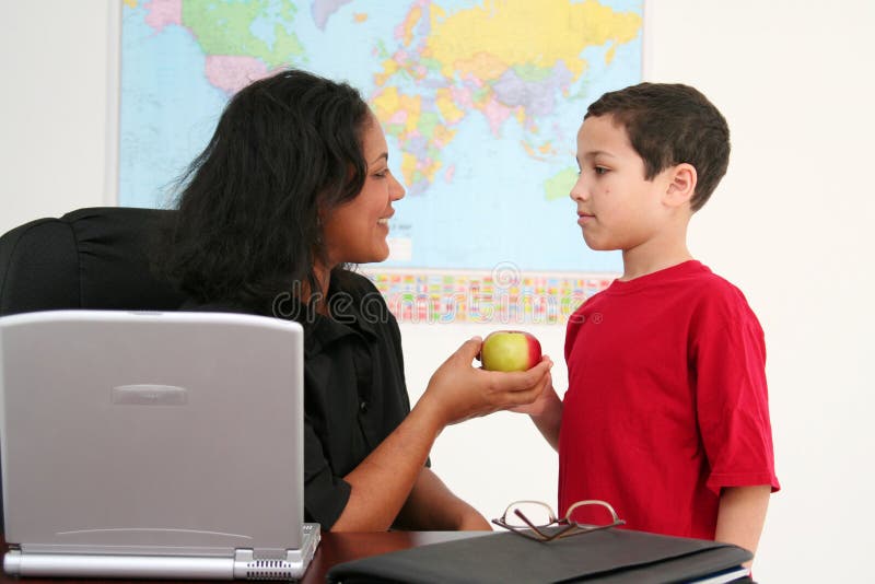 Teacher and Student stock image. Image of apple, work - 5112533