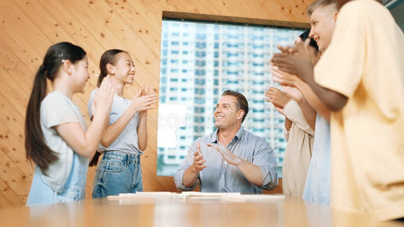 Teacher and Student Clap Hand To Celebrate for Successful Project ...