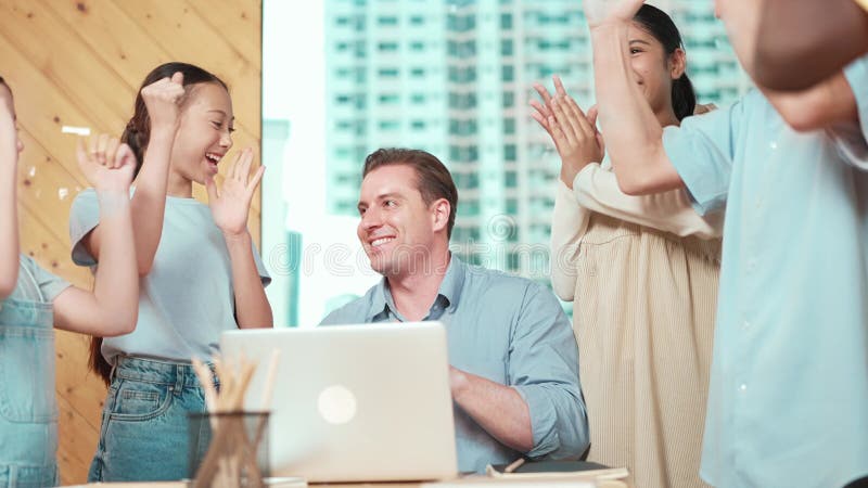 Teacher and Student Clap Hand To Celebrate for Successful Project ...