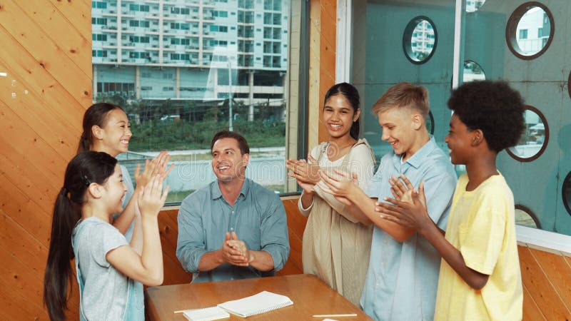 Teacher and Student Clap Hand To Celebrate for Successful Project ...