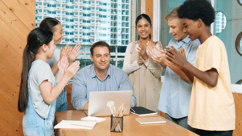 Teacher and Student Clap Hand To Celebrate for Successful Project ...