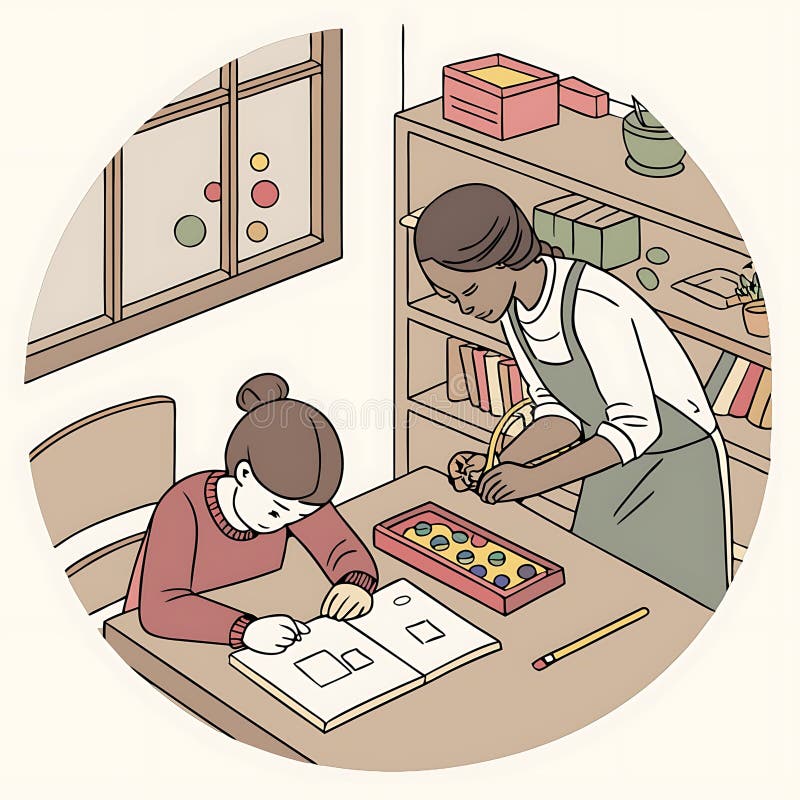 Teacher and Student Engaged in Educational Activity with Colorful Tools ...