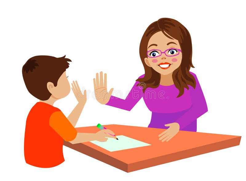 Teacher and Student Giving High Five Stock Vector - Illustration of ...