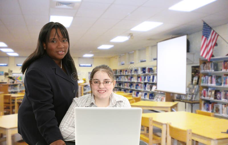 Teacher and Student in Library Stock Image - Image of adult, person ...