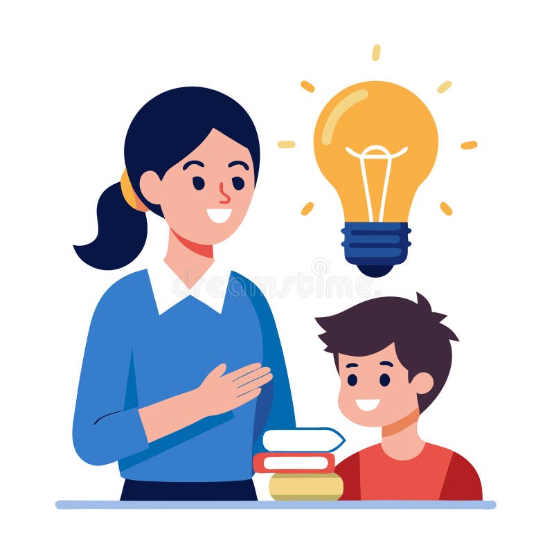 Teacher and Student with Lightbulb: Education, Learning, Idea, Success ...