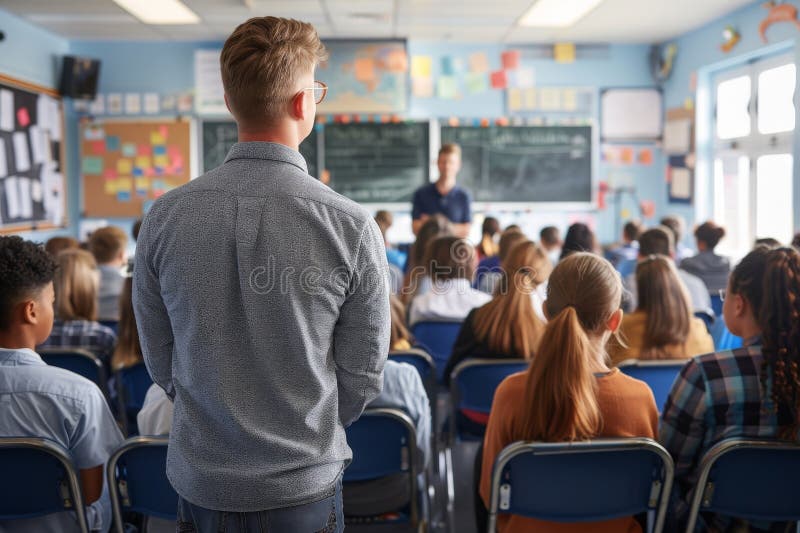 Teacher and Student Raises Hand and Asks Lecturer a Question. High ...