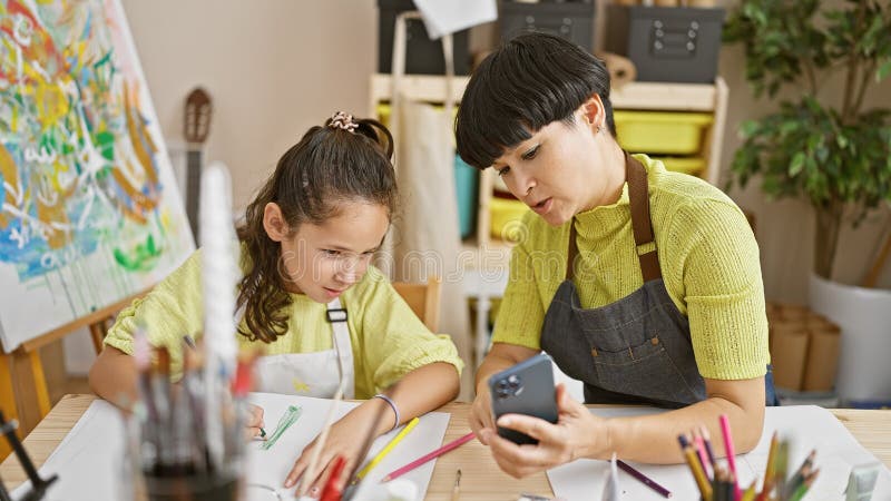 Teacher and Student, Two Painters at Heart, Bonding Over Art Lesson in ...