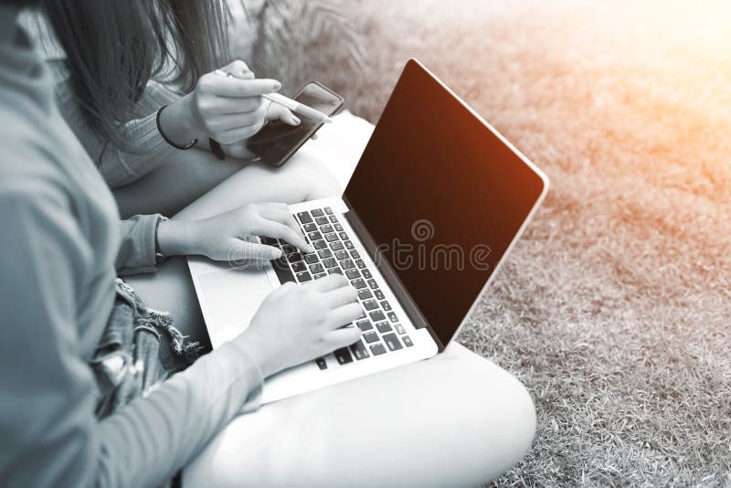 Teacher and Student Using Laptop,smartphone during Study or Test at ...