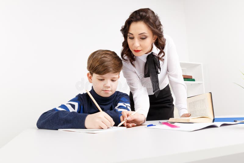 Teacher and Student Working Together and Getting New Information. Stock ...