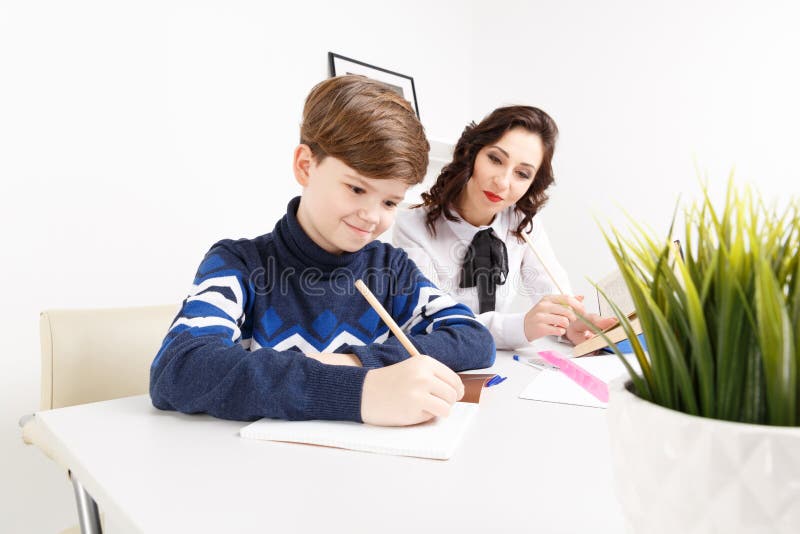 Teacher and Student Working Together and Getting New Information. Stock ...