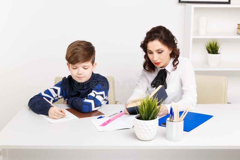 Teacher and Student Working Together and Getting New Information. Stock ...