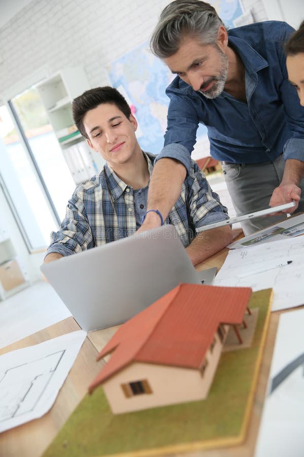 Teacher with Students at Architecture Class Stock Photo - Image of ...
